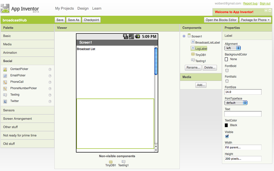 Broadcast Hub Explore MIT App Inventor